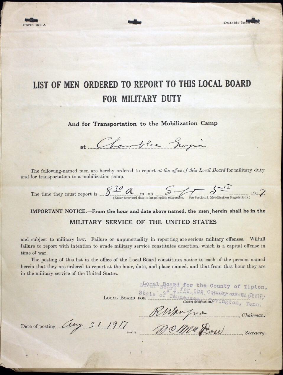 Tipton County in WWI – Tipton County Museum