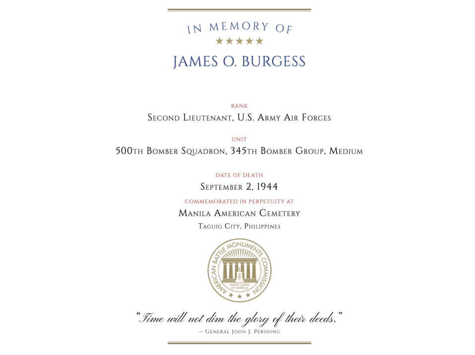 James Osgood Burgess (1921-1944) – Tipton County Museum